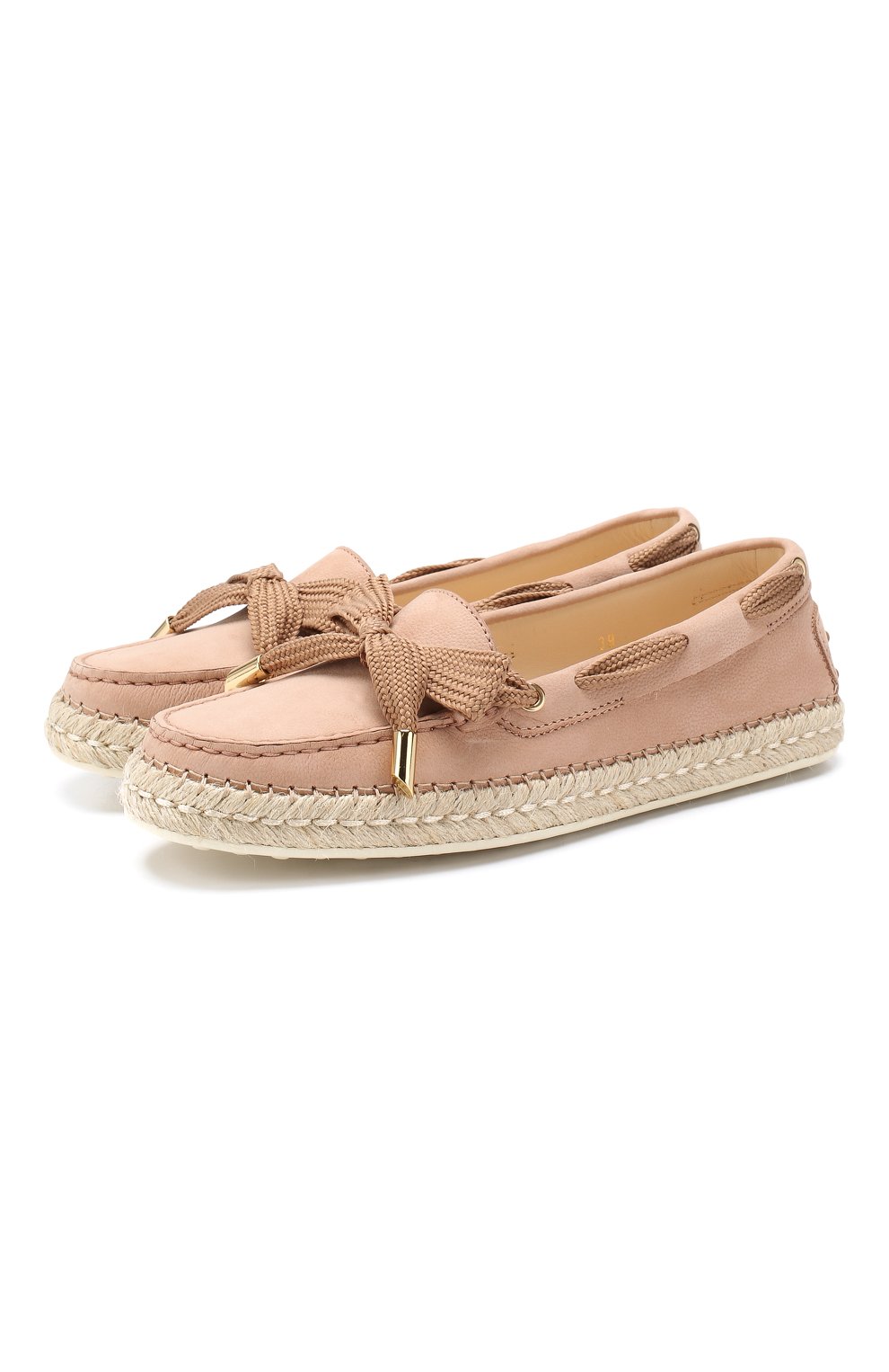 Женские розовые кожаные эспадрильи gommino rafia TOD’S купить в ...