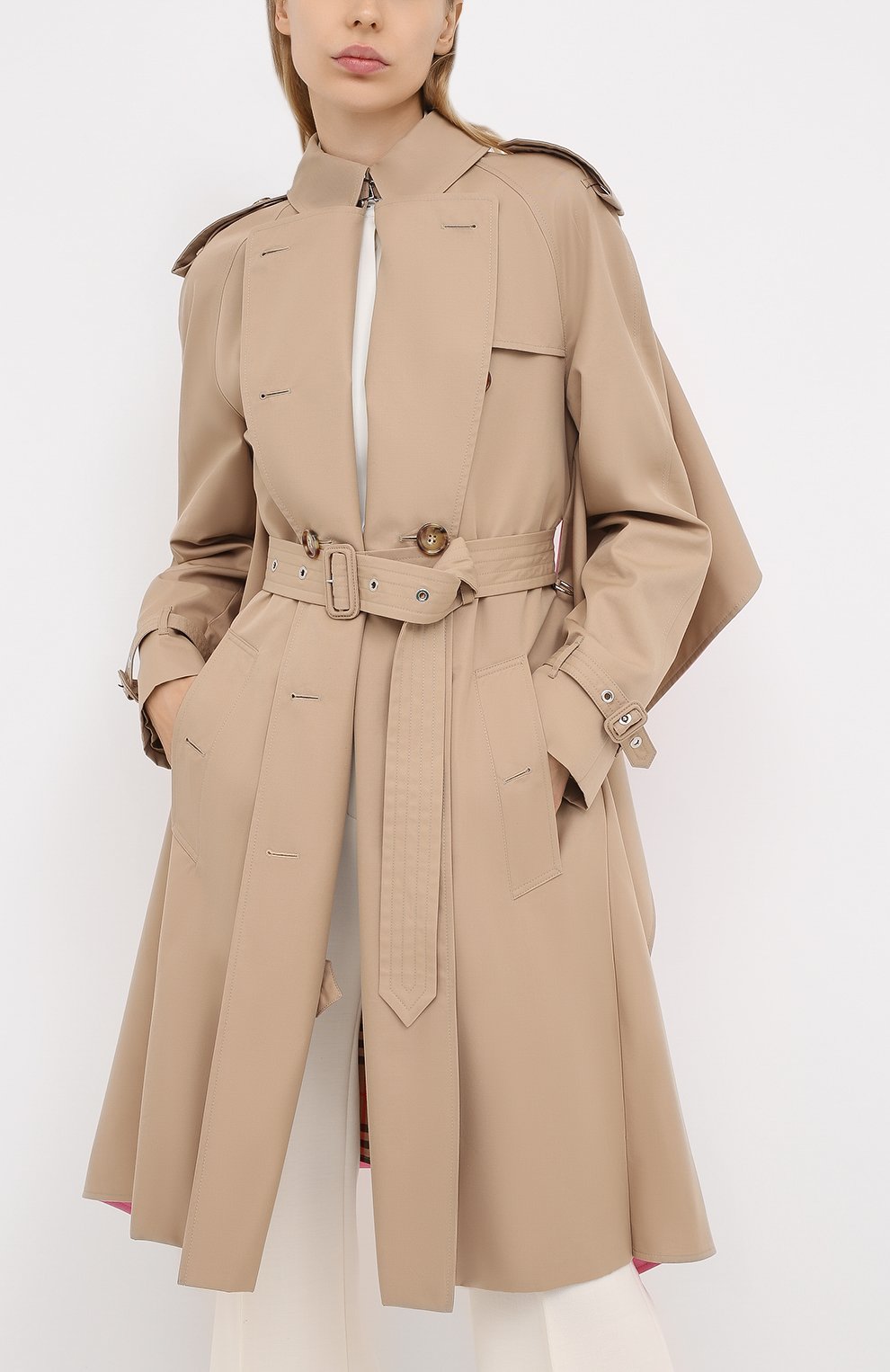 Женский бежевый хлопковый тренч BURBERRY купить в интернет-магазине ЦУМ ...