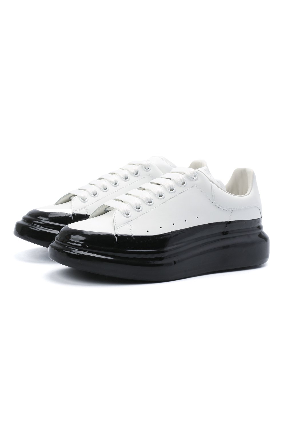 Мужские черно-белые кожаные кеды oversized ALEXANDER MCQUEEN купить в ...
