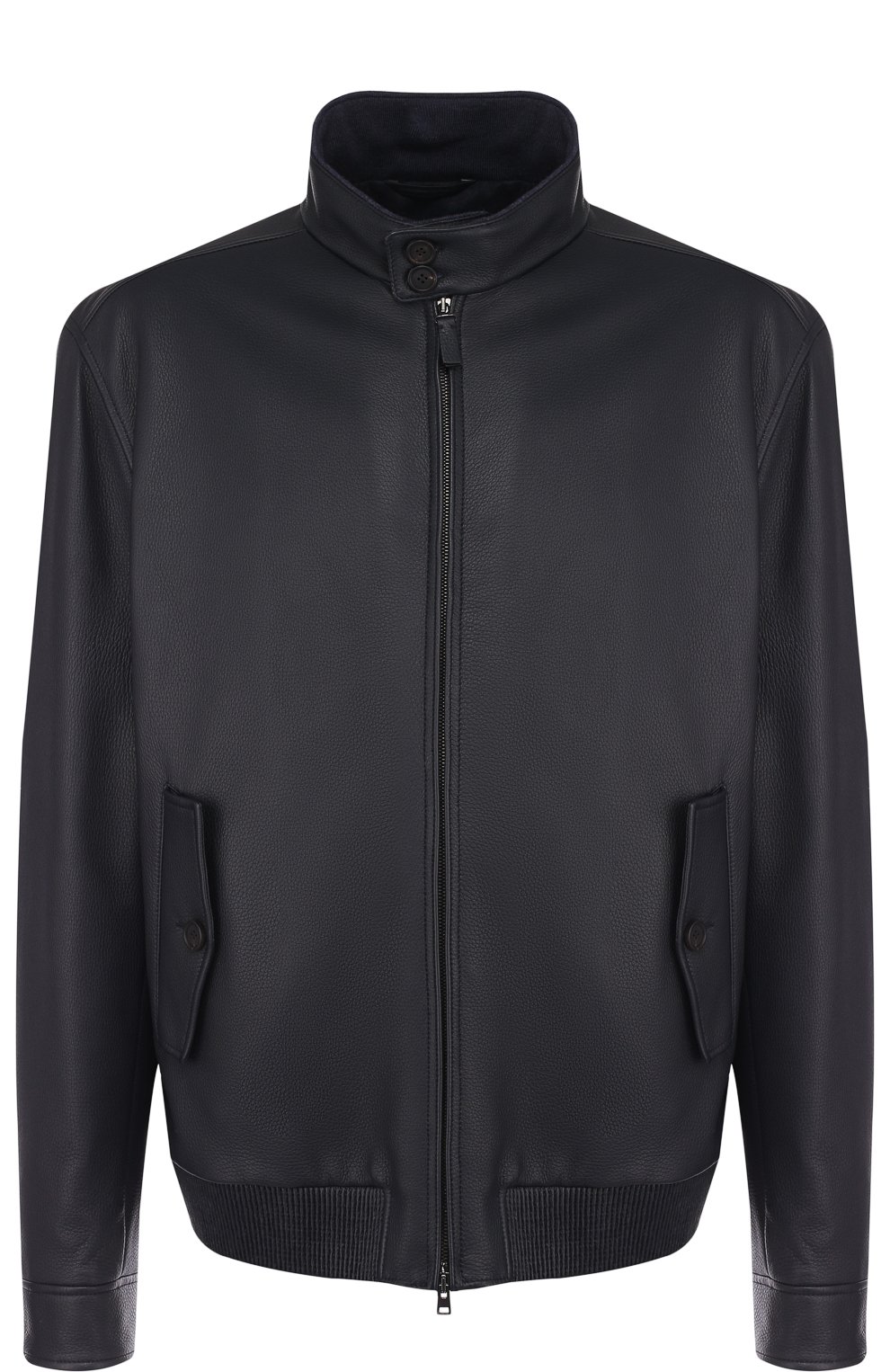 Мужской темно-синий кожаный бомбер на молнии BRIONI купить в интернет ...