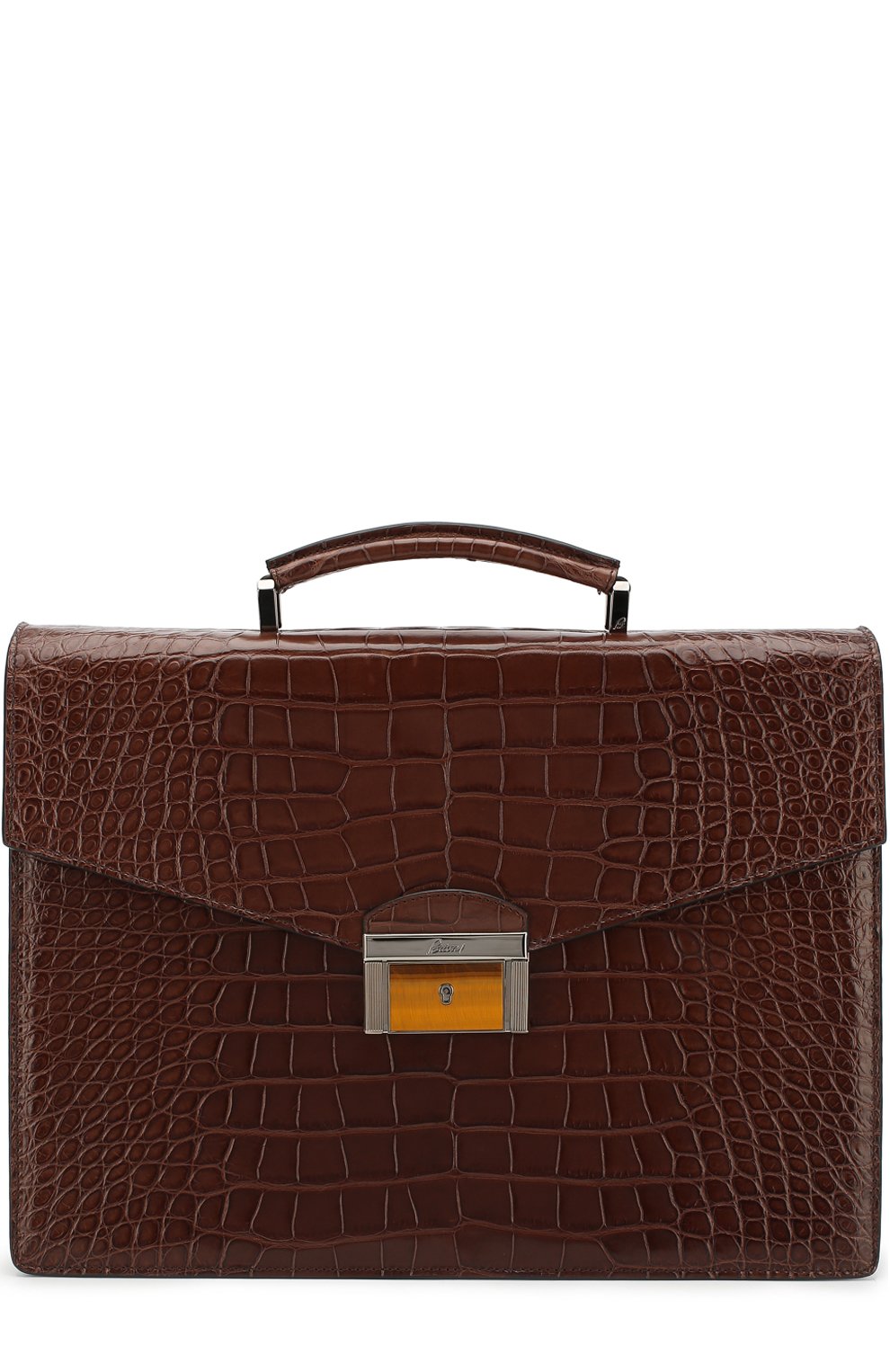 Мужской коричневый портфель из кожи аллигатора BRIONI купить в интернет ...