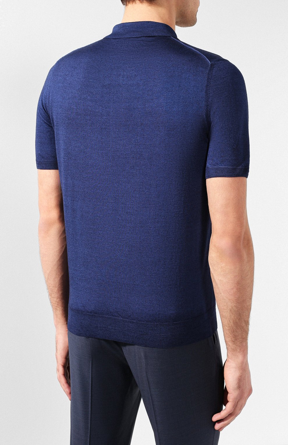 Мужское темно-синее поло из смеси шерсти и шелка CANALI купить в ...