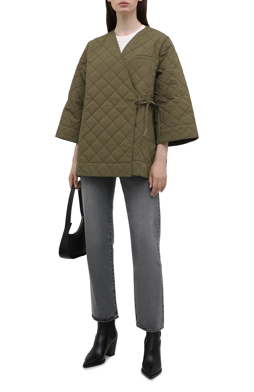 Женская хаки стеганая куртка GANNI купить в интернет-магазине ЦУМ, арт ...