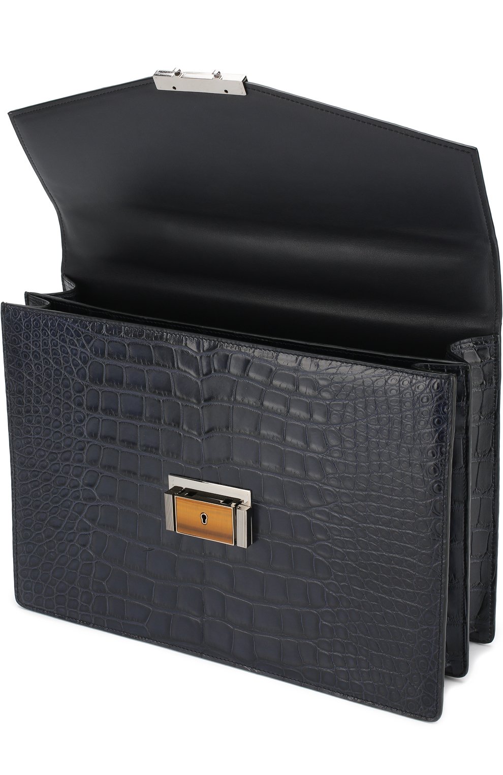 Мужской темно-синий портфель из кожи аллигатора BRIONI купить в ...