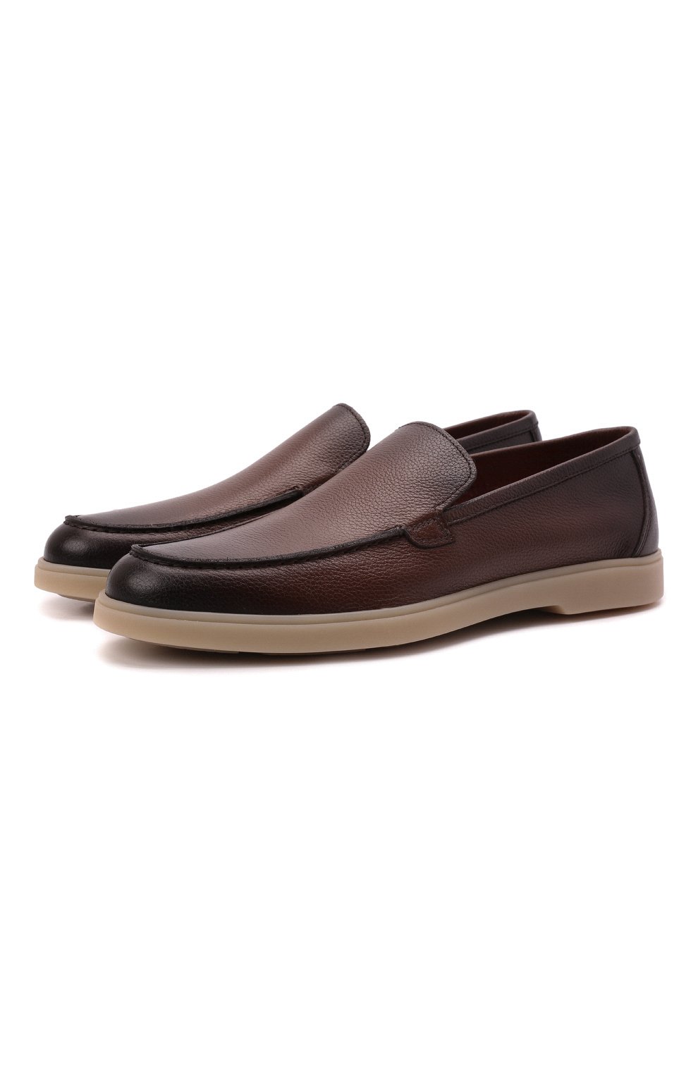 Мужские коричневые кожаные лоферы SANTONI купить в интернет-магазине ...