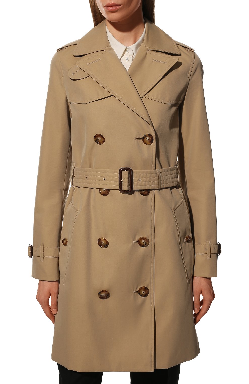 Женский бежевый хлопковый тренч kensington BURBERRY купить в интернет ...