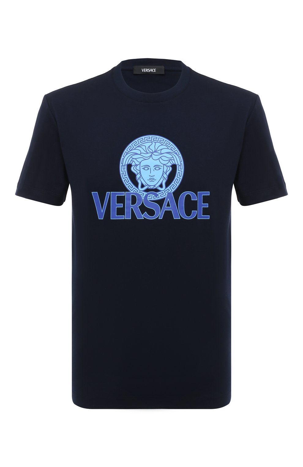 Мужская синяя хлопковая футболка VERSACE купить в интернет-магазине ЦУМ ...