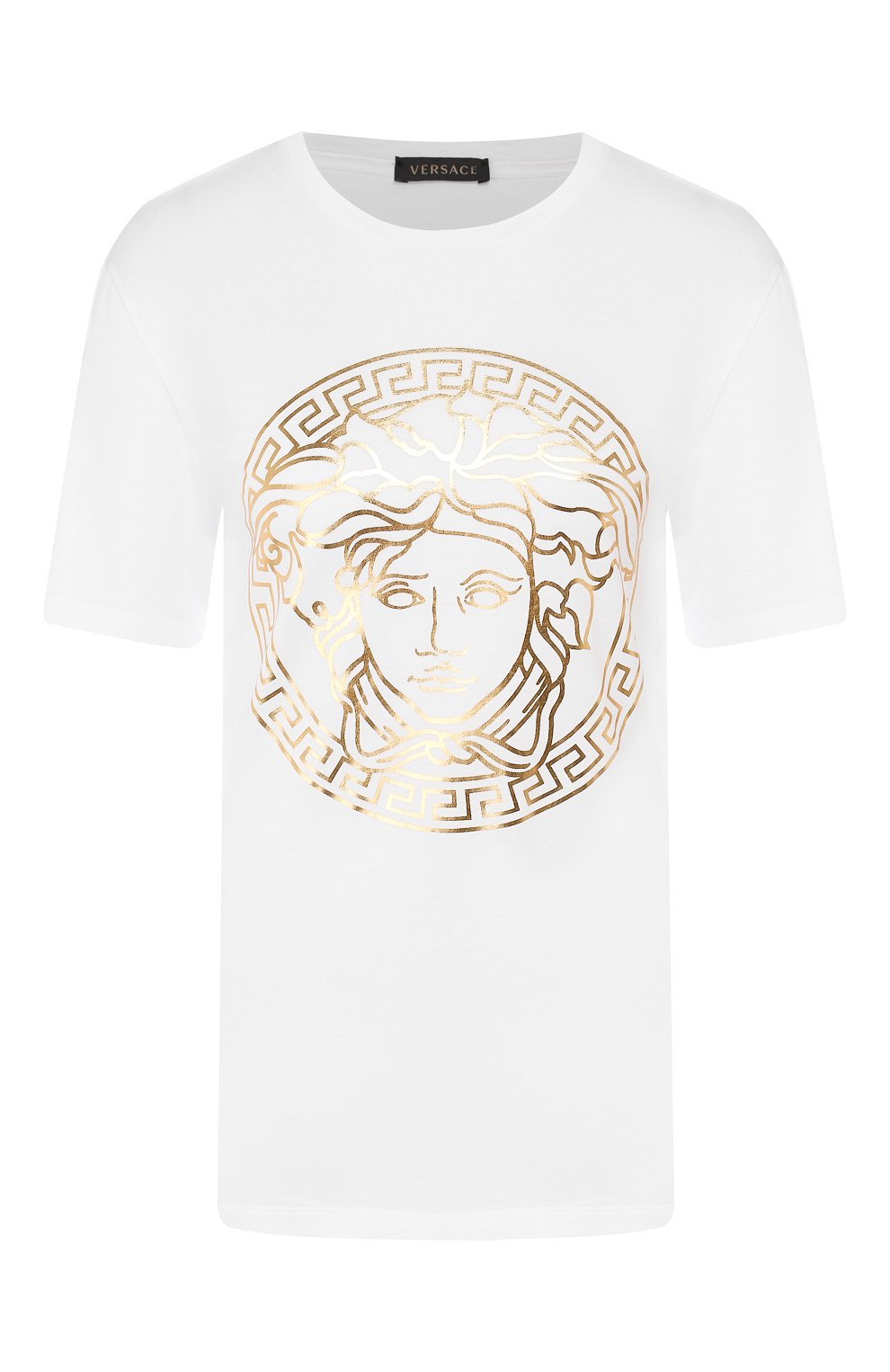 Женская белая хлопковая футболка VERSACE купить в интернет-магазине ЦУМ ...