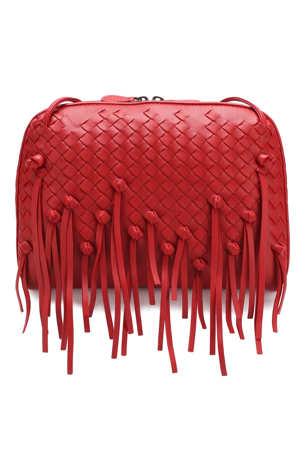 Женская красная сумка messenger с плетением intrecciato BOTTEGA VENETA ...