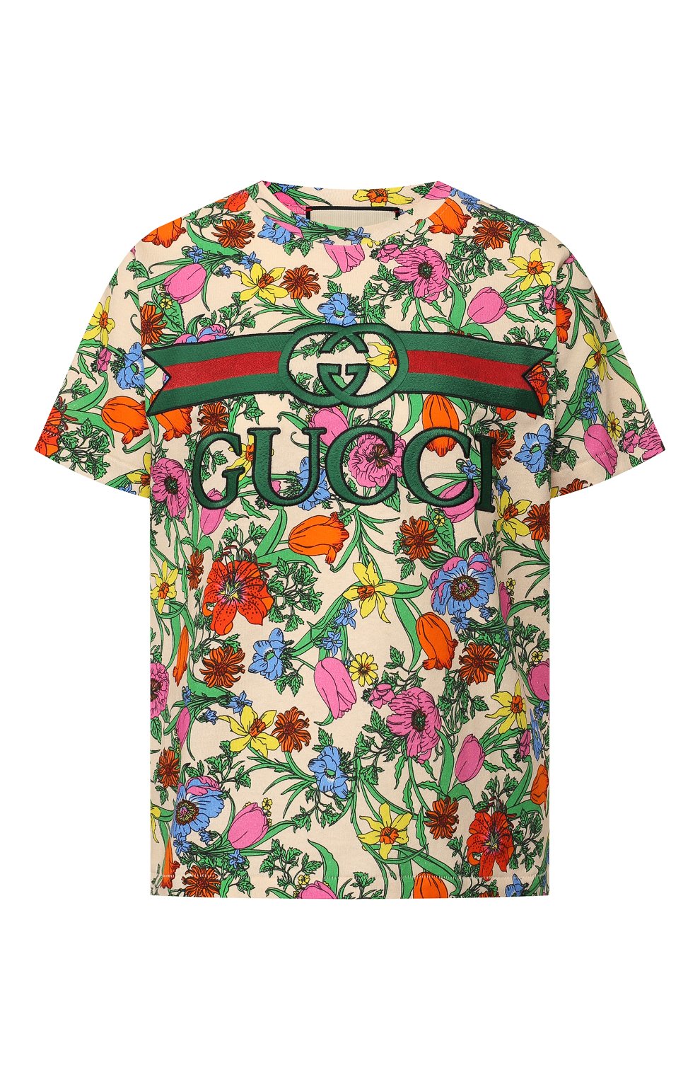 Женская разноцветная хлопковая футболка GUCCI купить в интернет ...