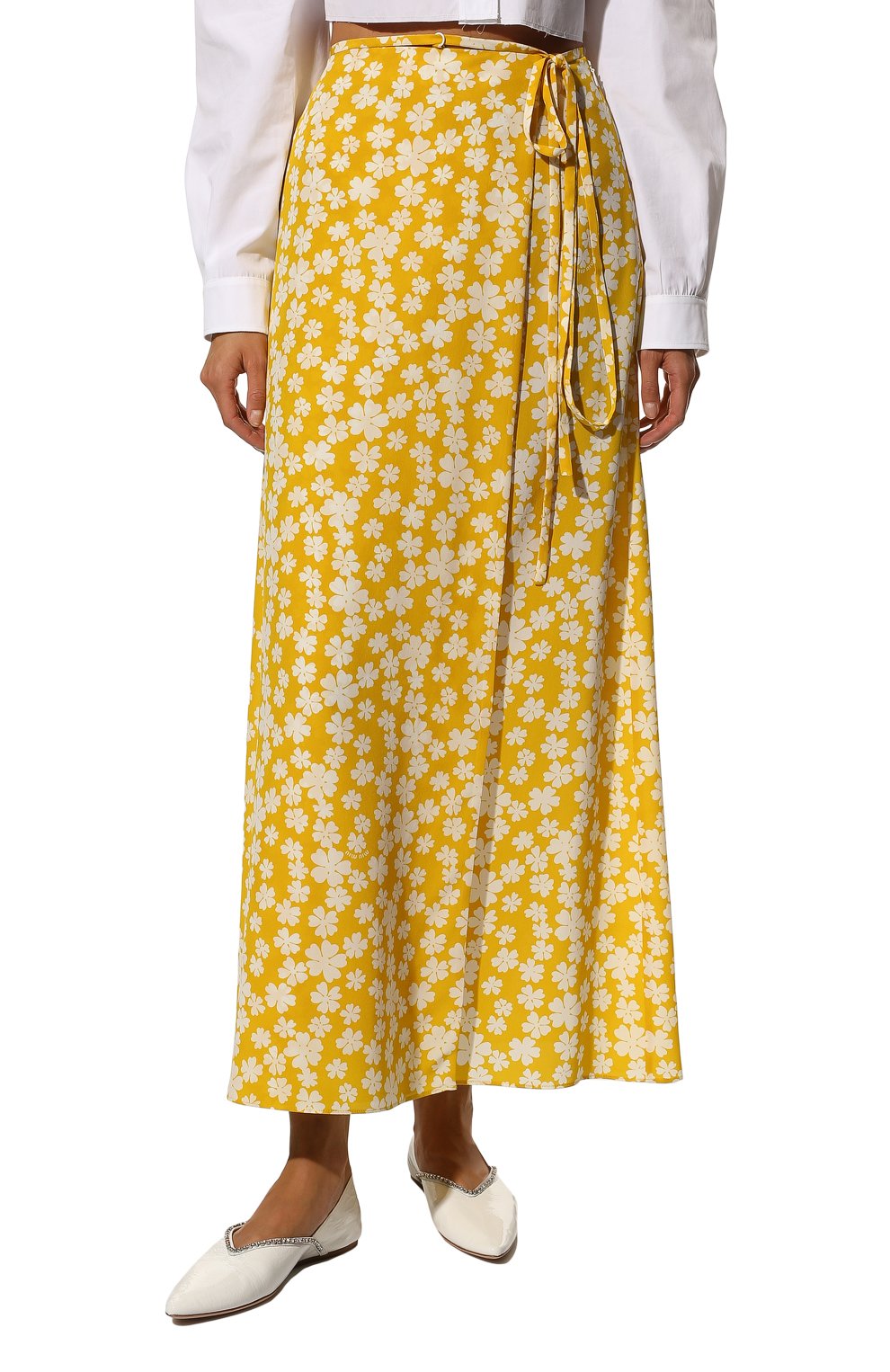 Женская желтая шелковая юбка Miu Miu купить в интернет магазине ЦУМ арт Mg1760 10ma F0o0s