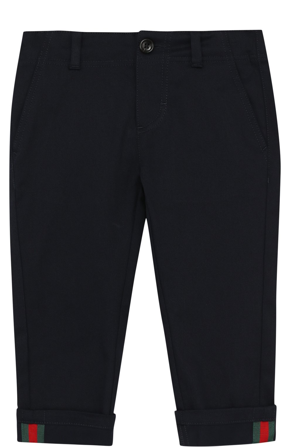 Брюки из хлопка с контрастной отделкой GUCCI детские синего цвета ...